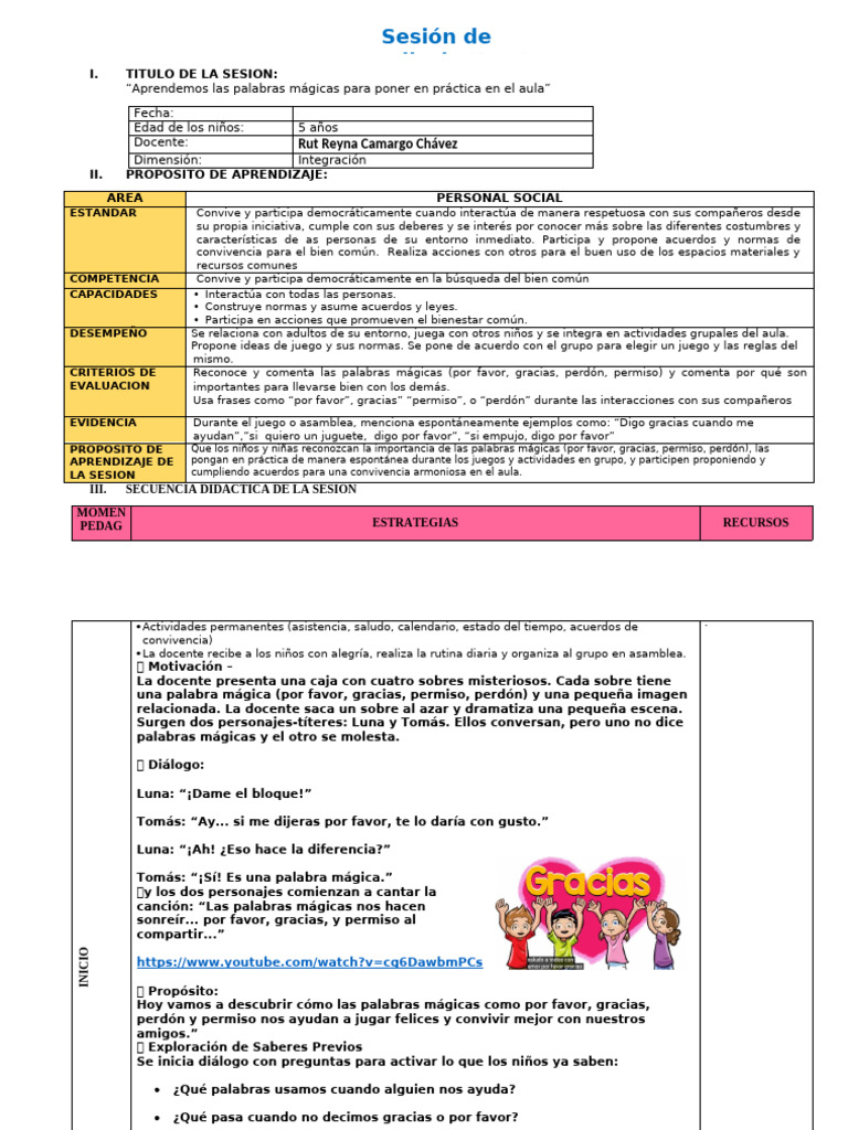 Palabras Mágicas en el Aula | PDF | Salón de clases | Aprendizaje
