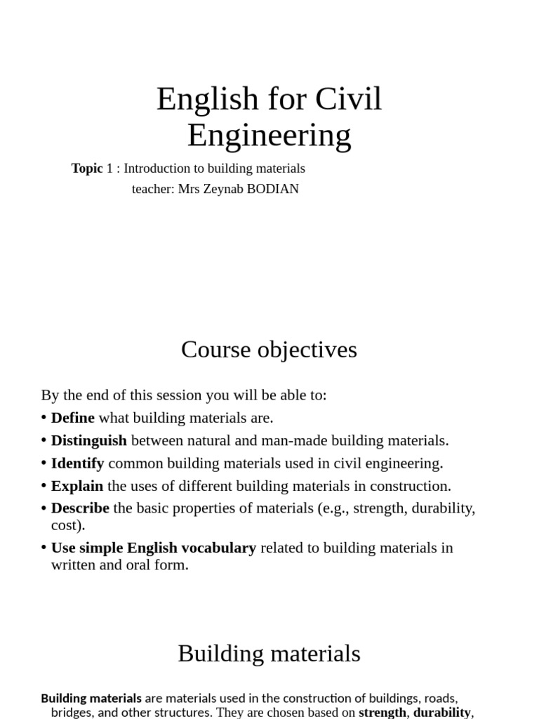 Introduction To Civil Engineering and Basic Vocabulary | PDF