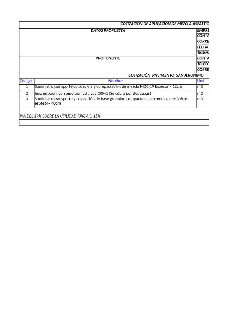 Cotización - Pavimeto-2025 San Jeronimo | PDF