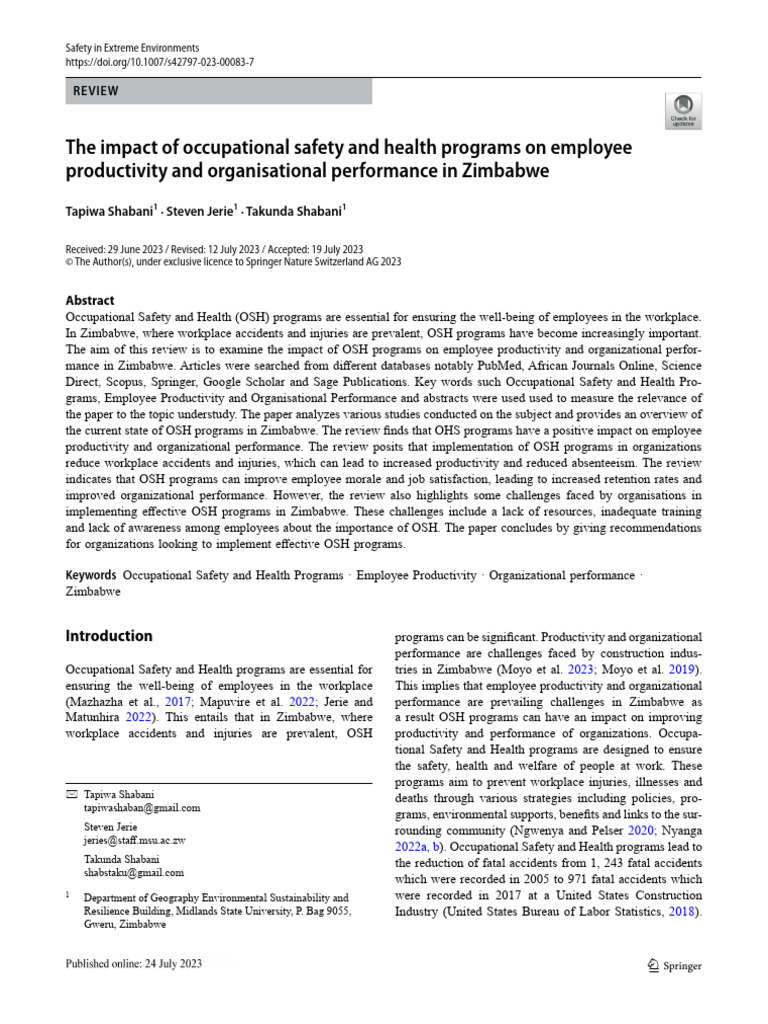 The Impact of Occupational Safety and He | PDF | Occupational Safety ...