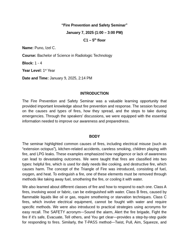 NSTP Final Examination | PDF | Fires | Safety