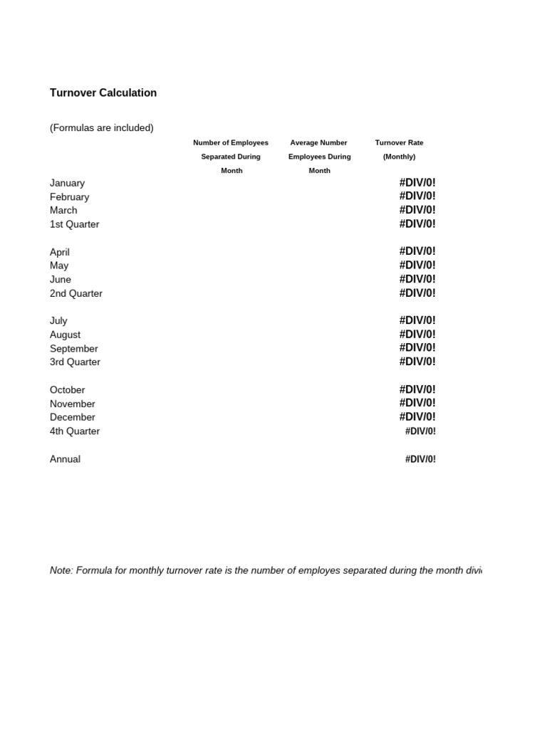 Employee Turnover Rate Calculation | PDF