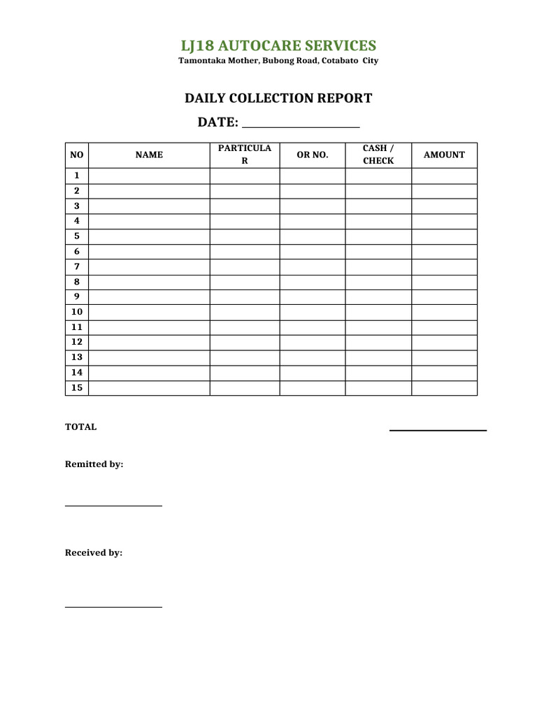 Daily Collection Report | PDF