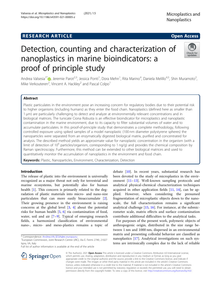 Nanoplastics Detection in Marine Bioindicators | PDF | Scanning ...