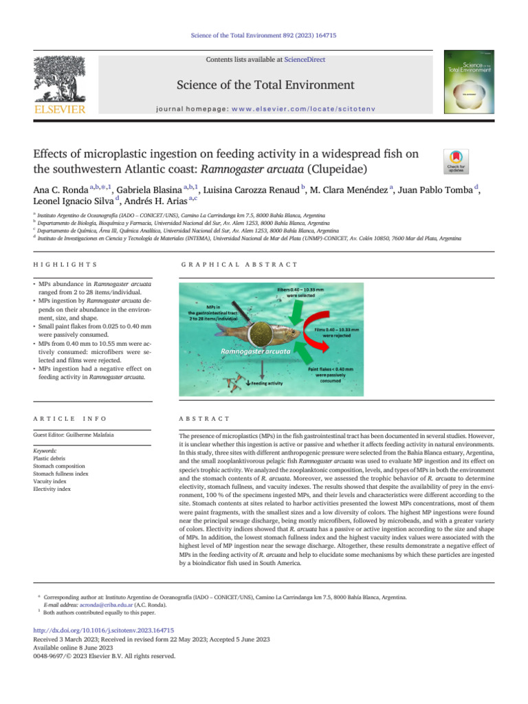 Effects of Microplastic Ingestion On Feeding Activity in A Widespread ...