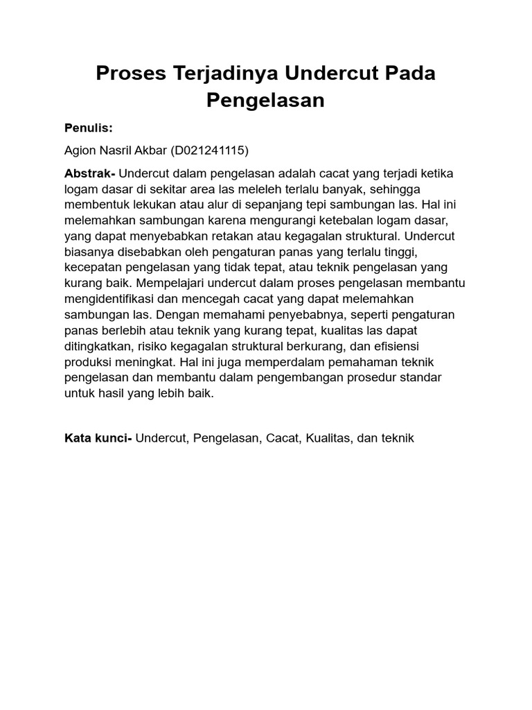 Penyebab dan Dampak Undercut pada Las | PDF