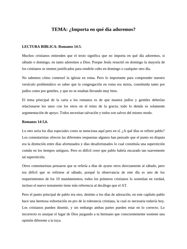Importa en Que Dia Adoremos | PDF | Pablo el apóstol | Cristo (título)