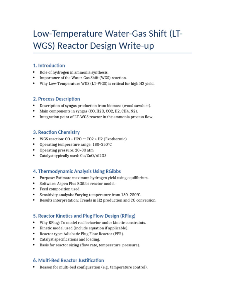 Low-Temperature WGS Reactor Design Guide | PDF | Chemical Reactor ...