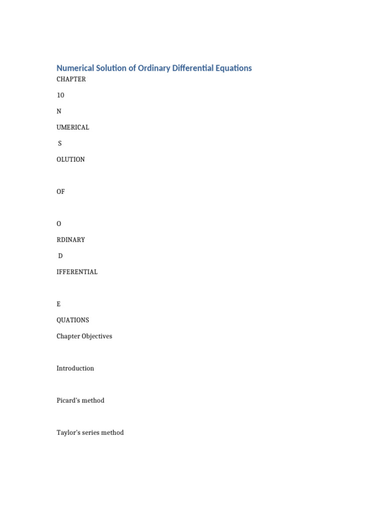 Numerical Solution of ODEs | PDF | Numerical Analysis | Ordinary Differential Equation