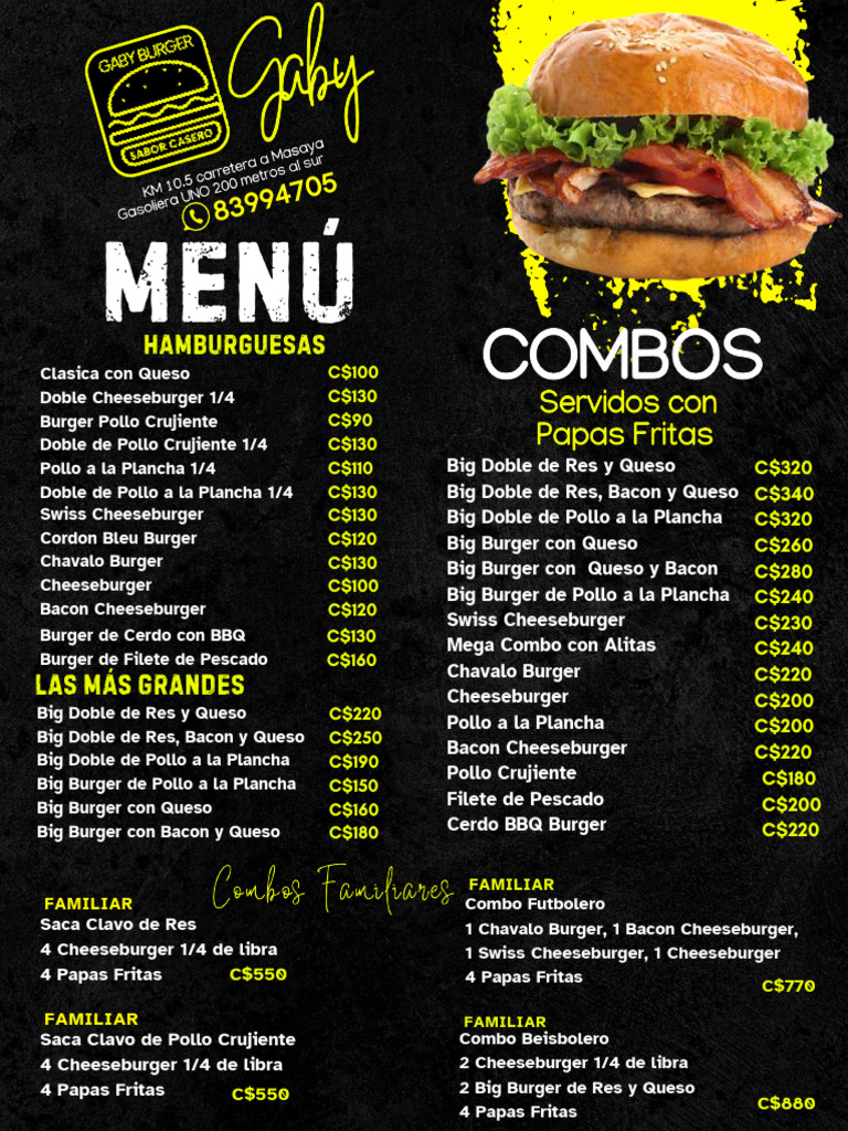 Menú Gaby Burger | PDF | Cocina americana | Cocina