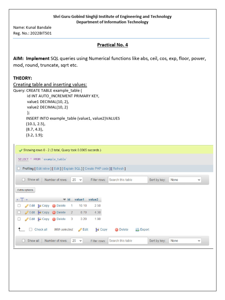 Practical No 4 | PDF