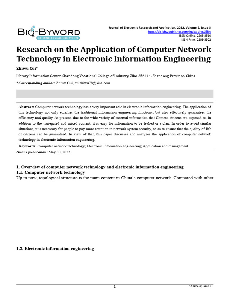 Research On The Application of Computer Network Te | PDF | Information ...