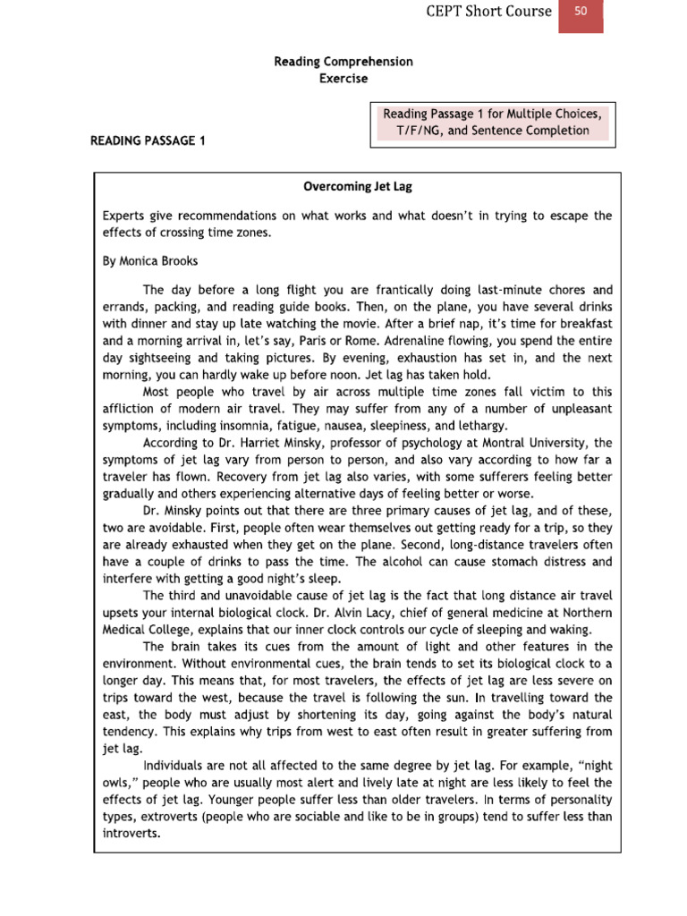 Reading Test Part 1 | PDF