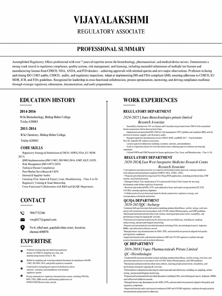 Viji Resume 2025 | PDF