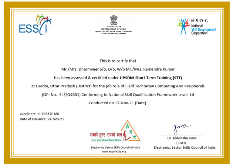 Dharmveer Certificate | PDF