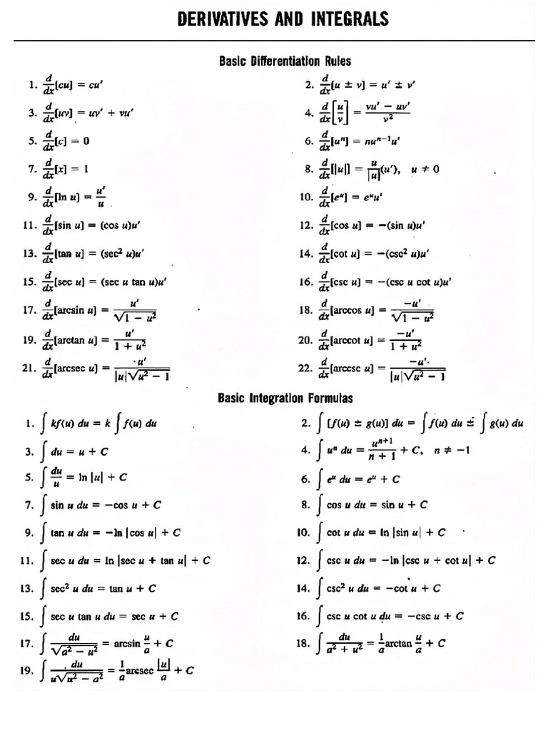 Basic Differentiate and Integration | PDF