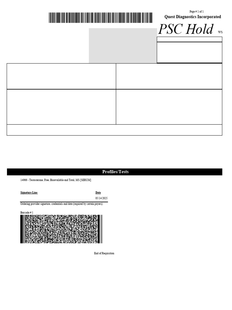 Urology Requisition Form - Quest Diagnostics | PDF