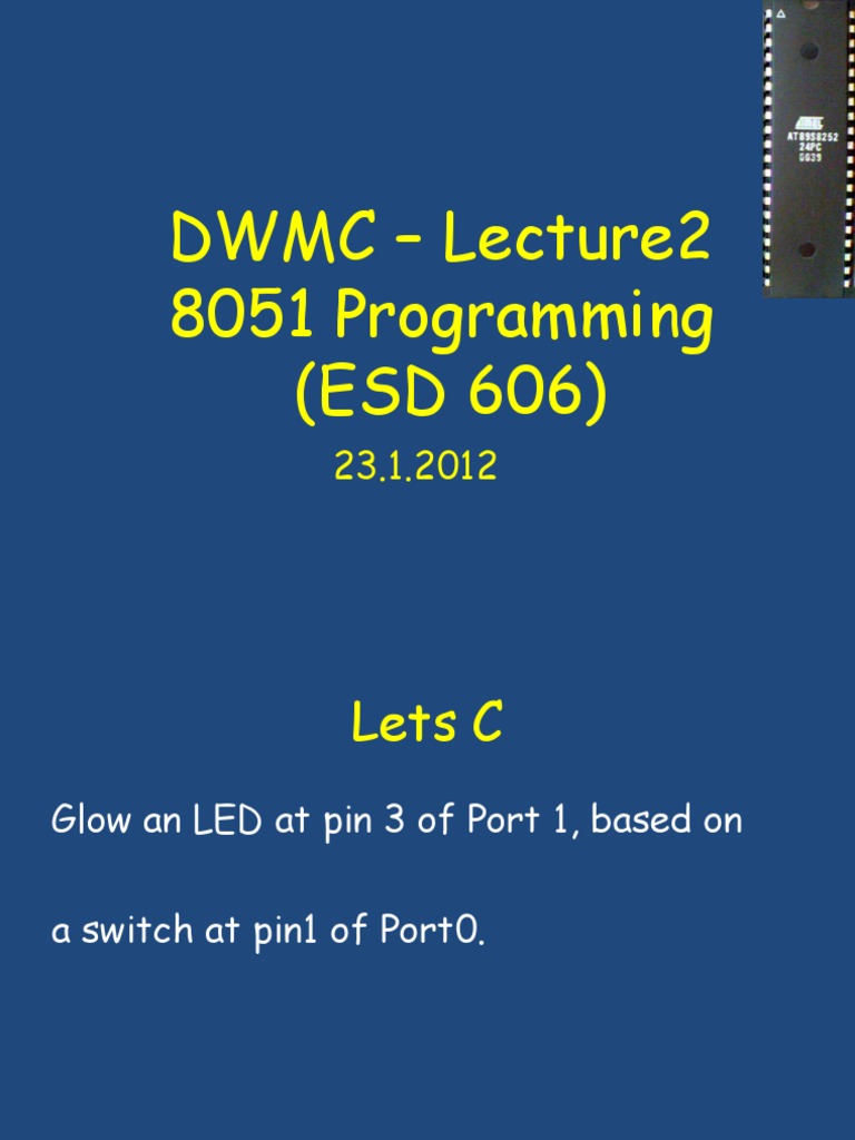 DWMC - Lecture2 8051 Programming (ESD 606) | PDF | Assembly Language | Computer Science