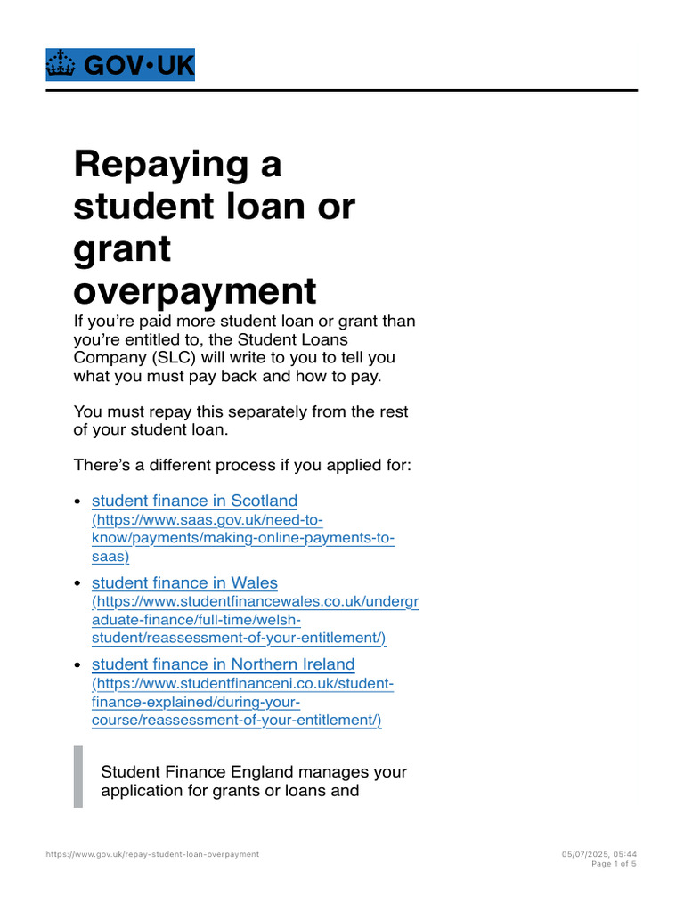 Repaying Student Loan Overpayments | PDF | Money