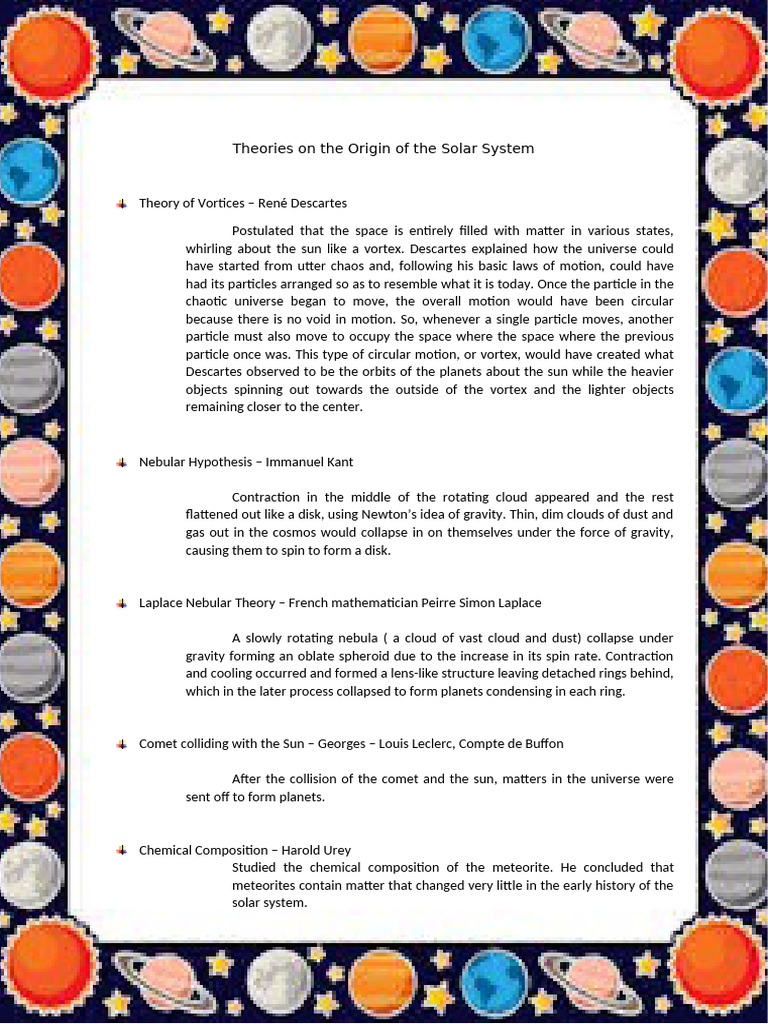 Theories of Solar System Origin | PDF | Solar System | Planets