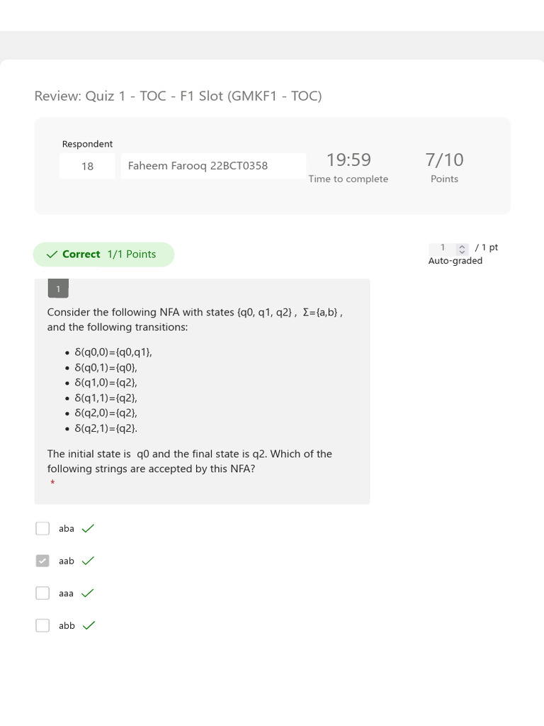 Winsem2024 25 Bcse304l TH Vl2024250501625 Sample Answer Sheets Da 2 Quiz 1 | PDF | Algorithms ...