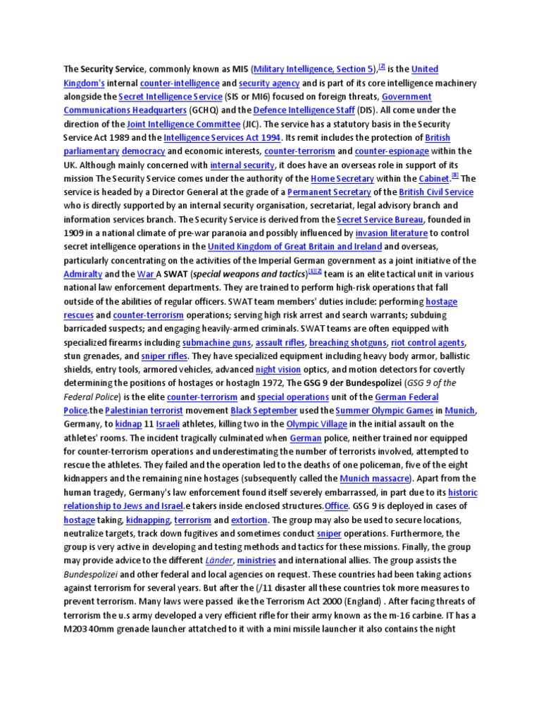 Overview of MI5 and Counter-Terrorism | PDF | Mi5 | Projectile Weapons