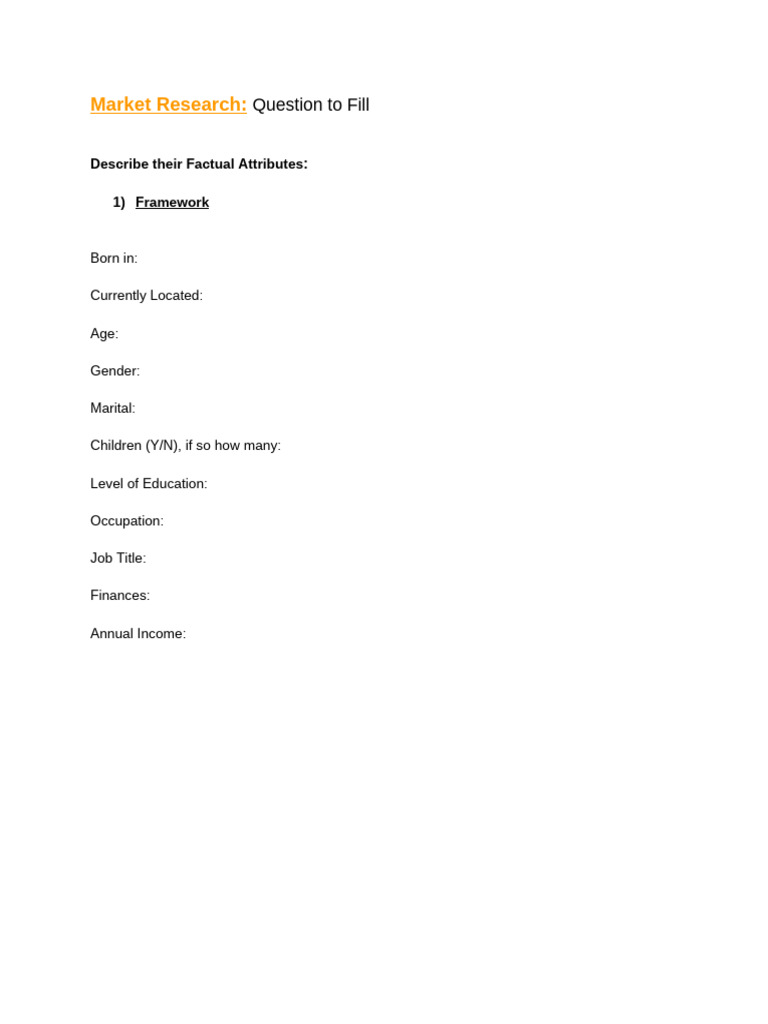 Market Research - Question To Fill | PDF
