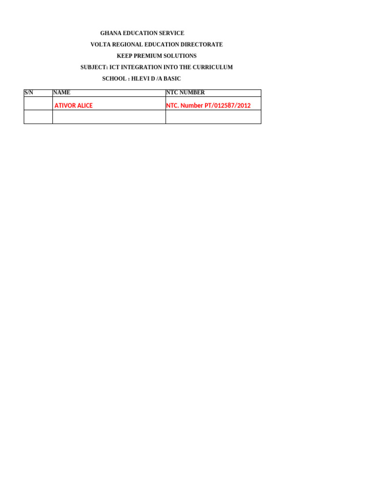 Hlevi Ict Training Registration | PDF