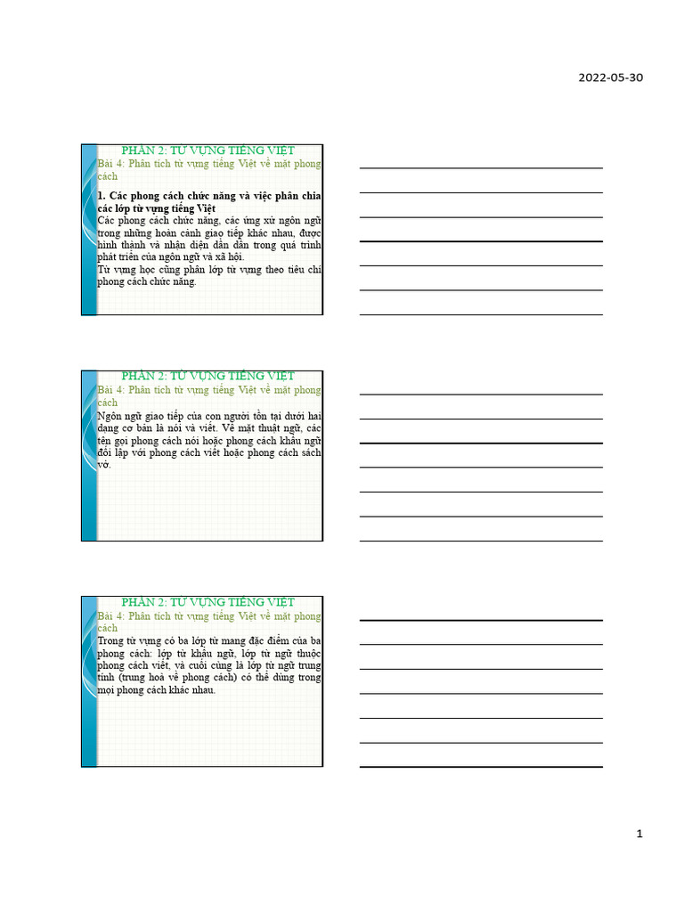 PHAN I I - BAI 4-Phan Tich Tu Vung Tieng Viet Ve Mat Phong Cach | PDF