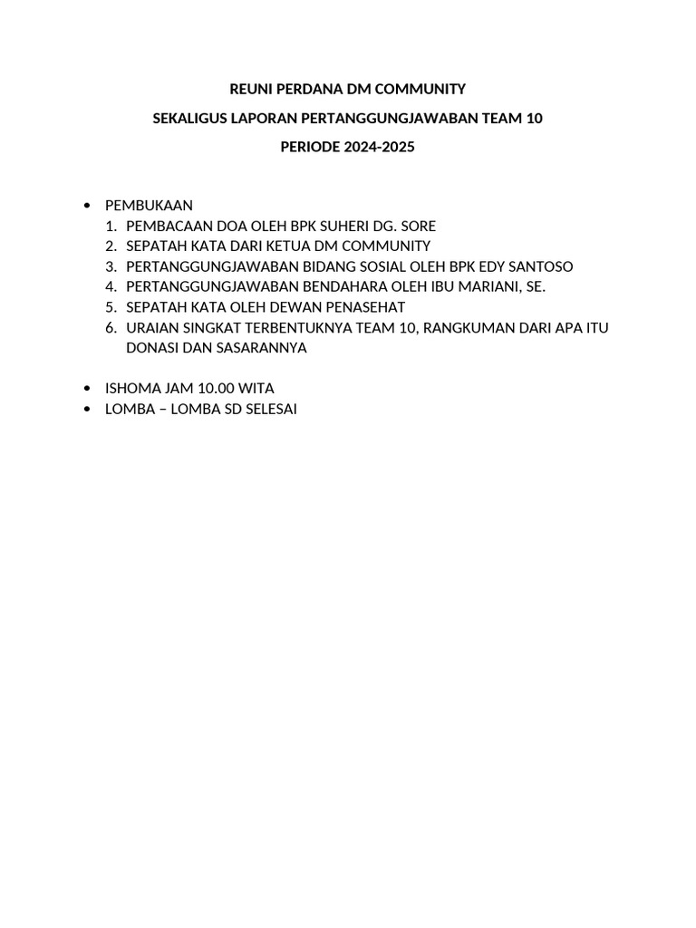Reuni Perdana DM Community | PDF