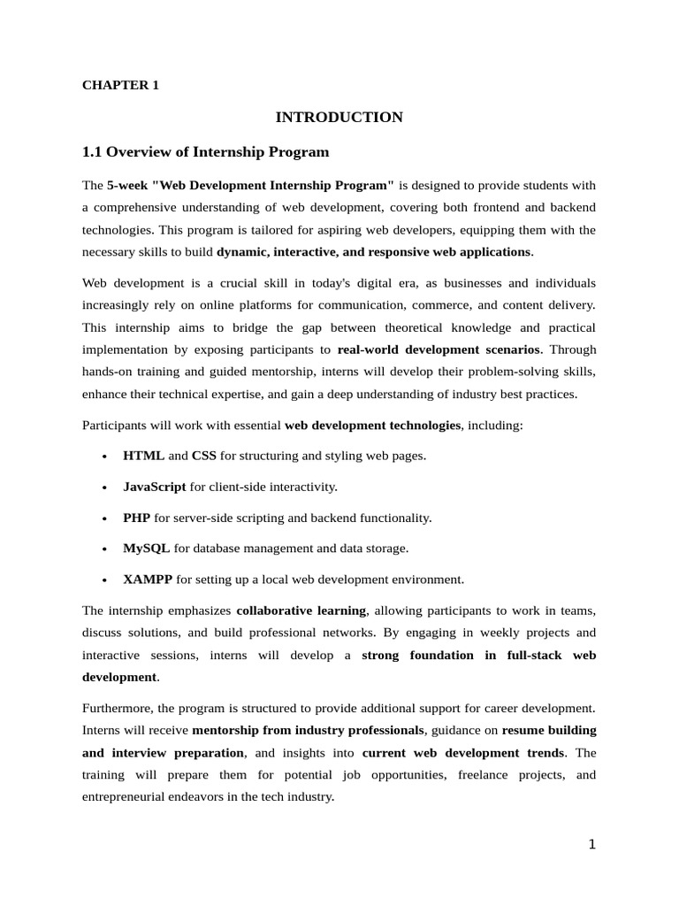 Project Report Internship Web Development | PDF | Web Development | World Wide Web