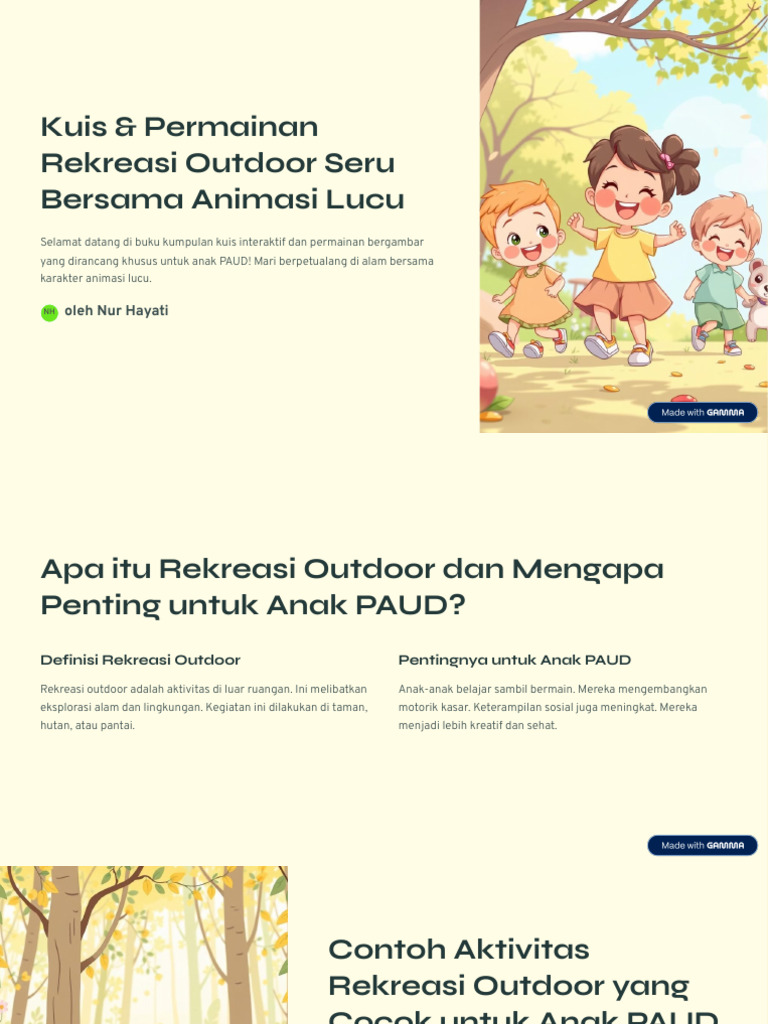 Kuis and Permainan Rekreasi Outdoor Seru Bersama Animasi Lucu | PDF