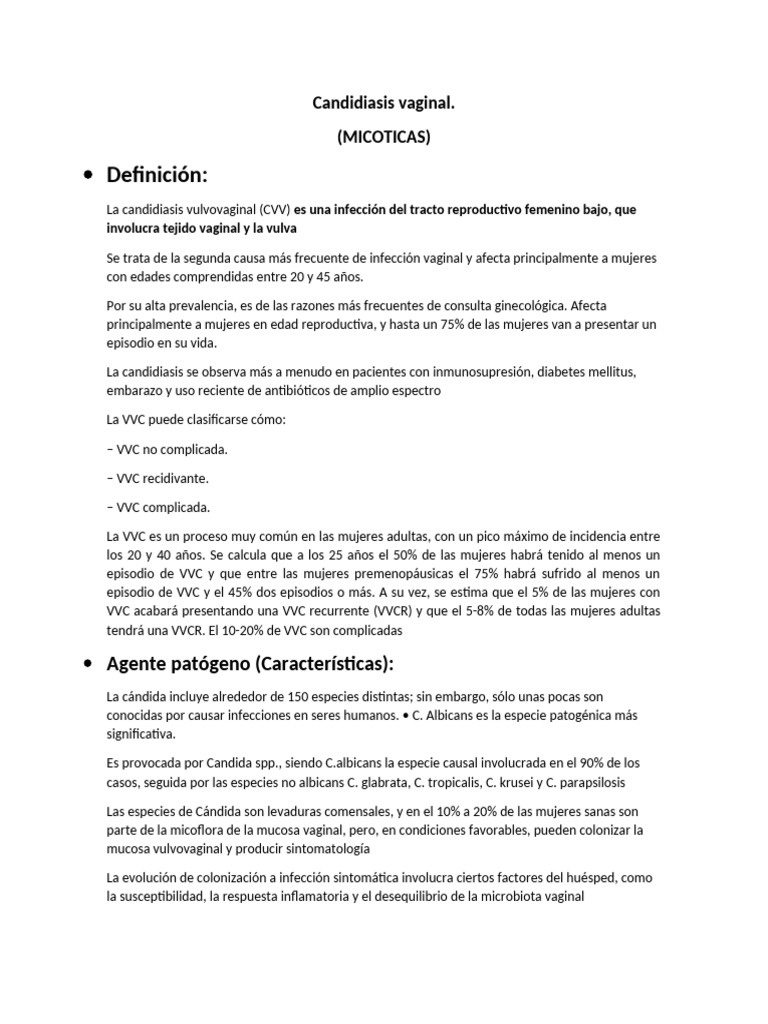 Candidiasis Vaginal: Causas y Tratamiento | PDF | Candidiasis ...