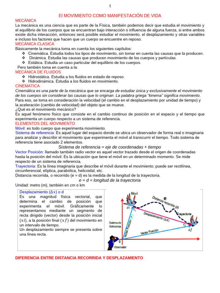 Fundamentos de Movimiento y Mecánica | PDF | Cinemática | Vector Euclidiano