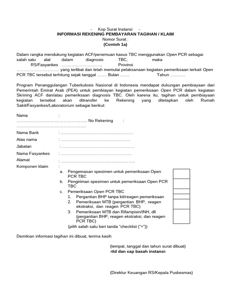 Lembar Persyaratan Klaim Open PCR | PDF