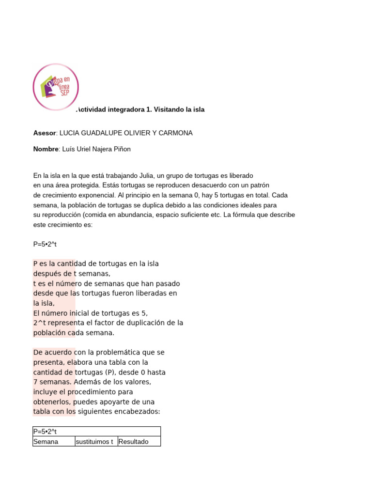 Crecimiento de tortugas en la isla | PDF