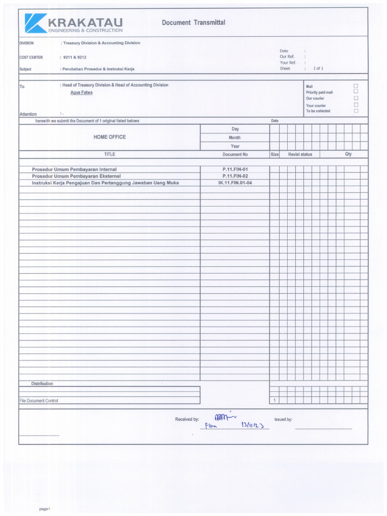 Dokumen Transmittal | PDF