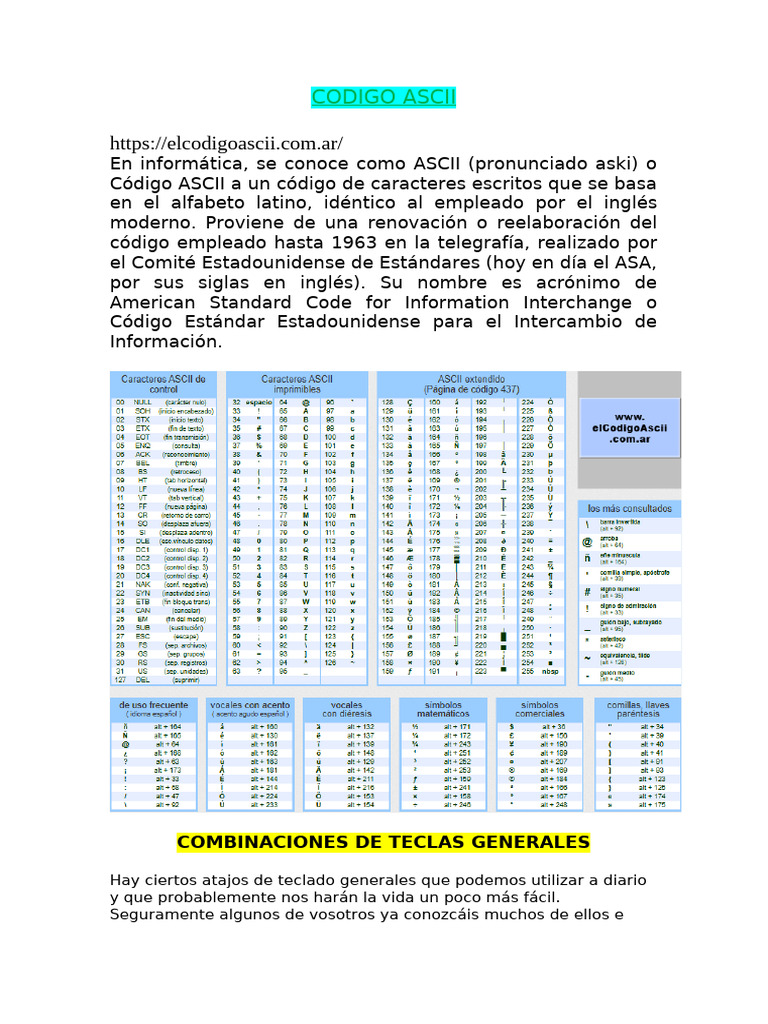 Codigo Ascii | PDF | Ventana (informática) | Ascii