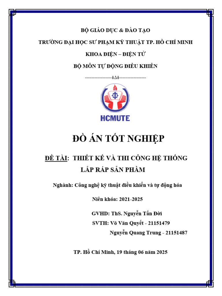 Đồ Án Tốt Nghiệp Tđh k21 Hcmute | PDF