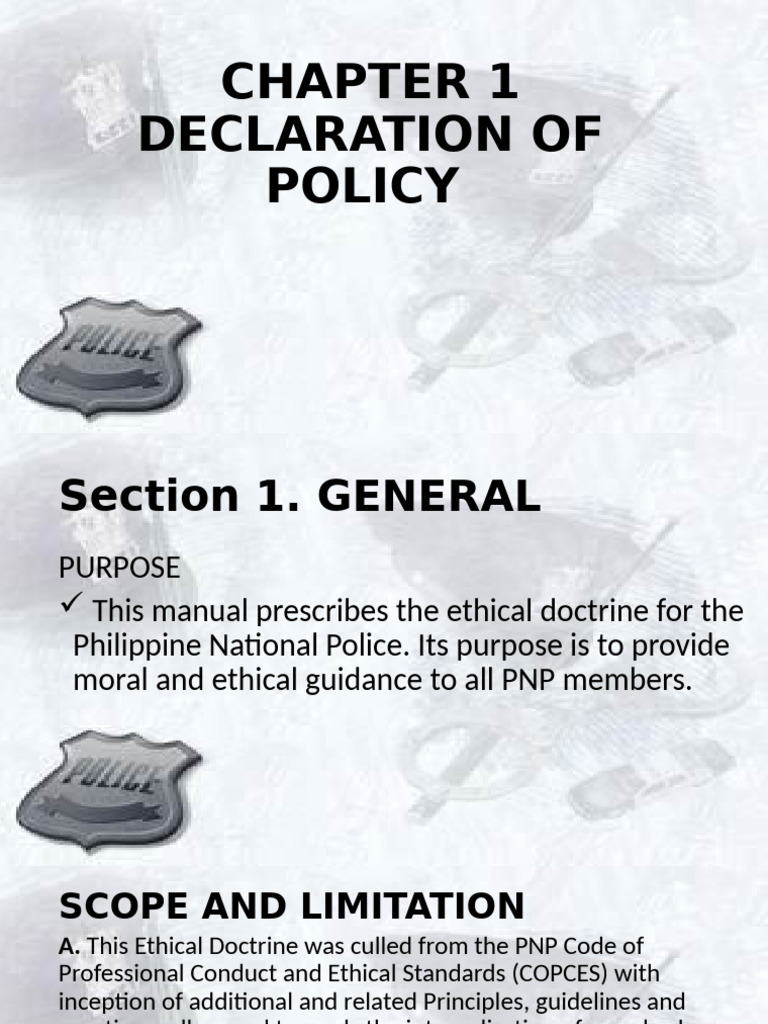 PNP Ethical Doctrine Overview | PDF | Justice | Crime & Violence