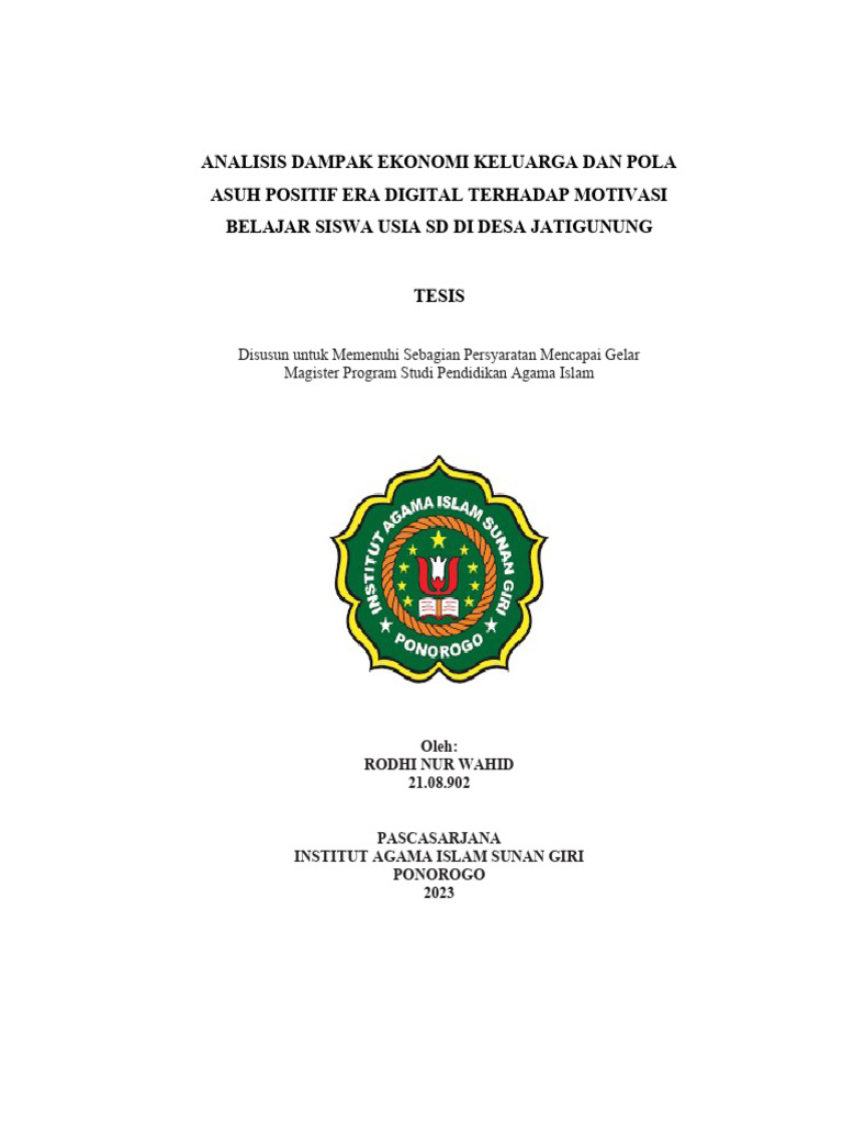 Ccontoh Cover Tesis | PDF