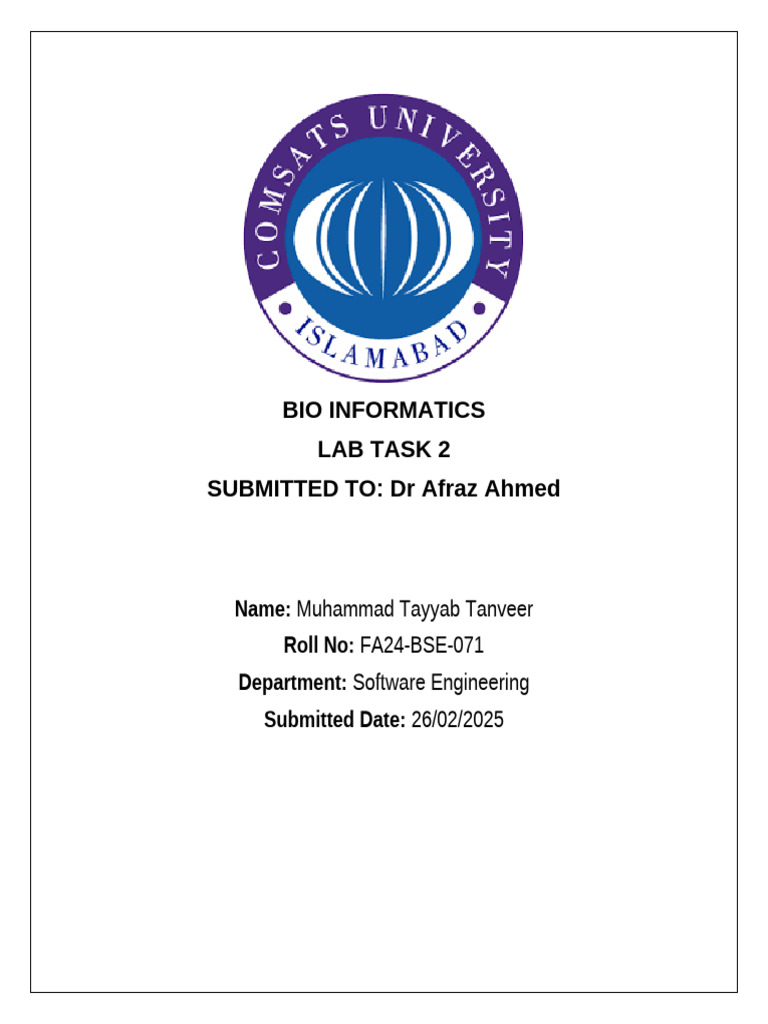 Bioinformatics Lab Task 2 Pdf Nucleotides Dna
