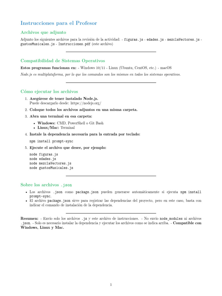 Instrucciones para El Profesor: Archivos Que Adjunto | PDF