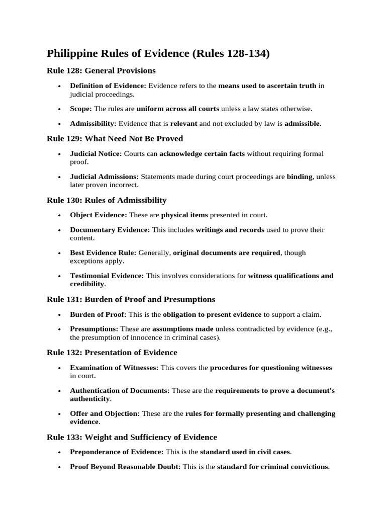 Philippine Rules of Evidence | PDF