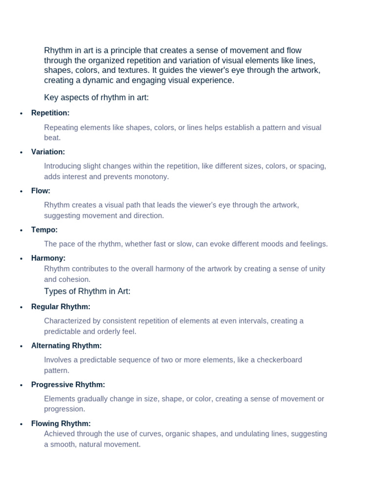 Rhythm in Art Is A Principle That | PDF