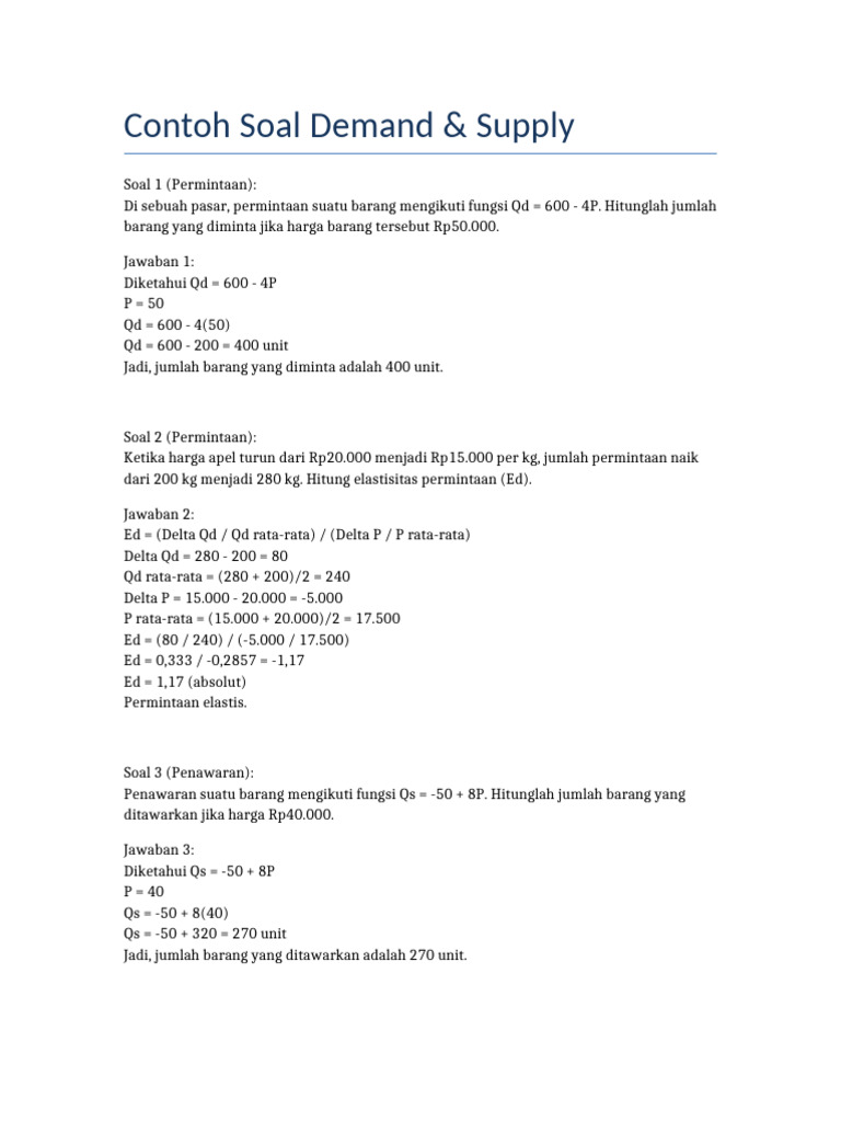 Soal Demand & Supply | PDF