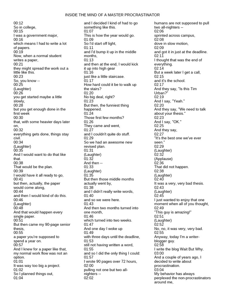 Inside The Mind of A Master Procrastinator | PDF | Procrastination ...