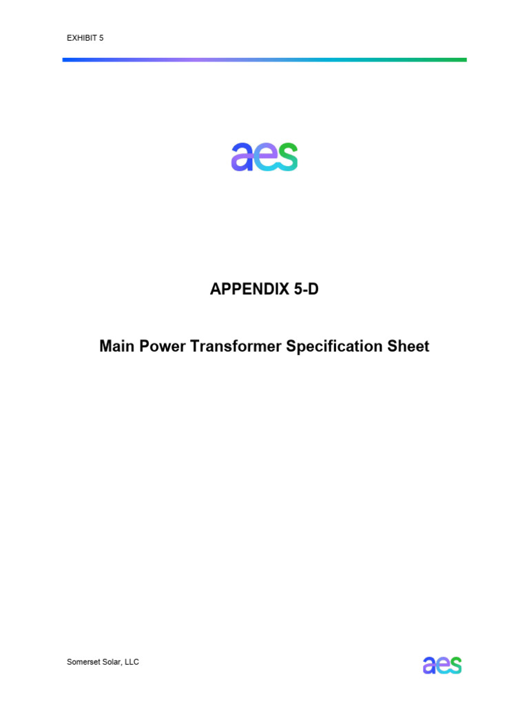 Appendix 5-D - Main Power Transformer Specification Sheet | PDF | Transformer | Electricity