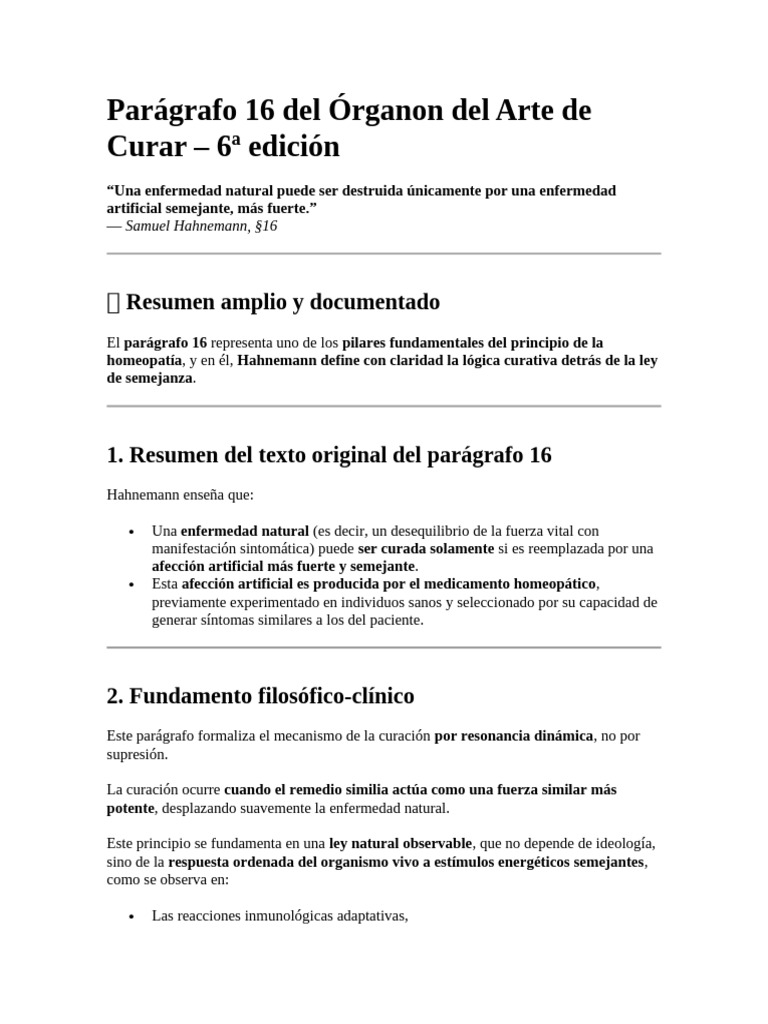 Parágrafo 16 Del Órganon de La Medicina | PDF | Homeopatía | Medicina ...