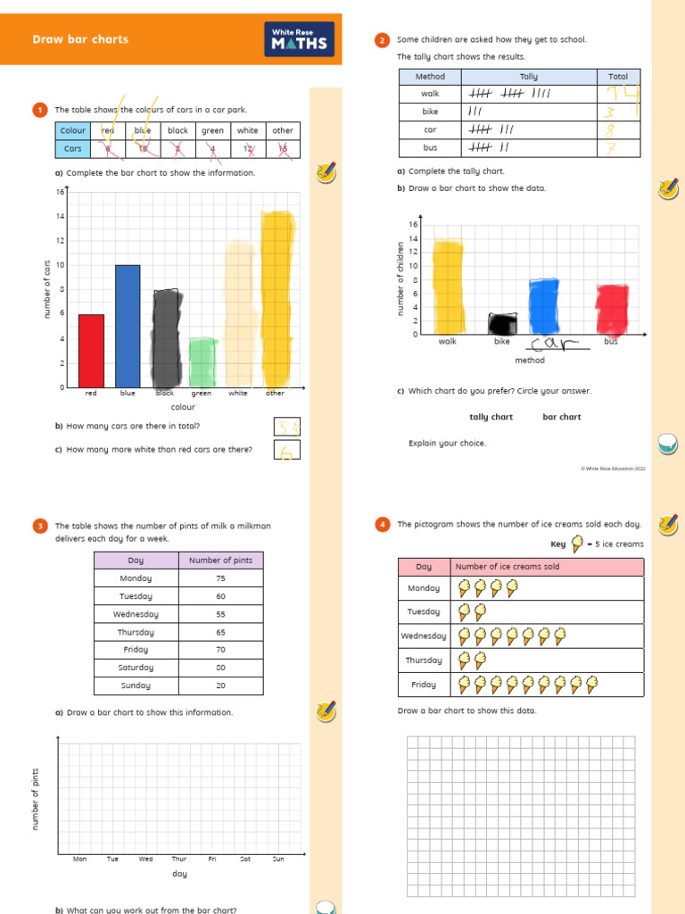 Y3 Summer Block 5 WO4 Draw Bar Charts 2022 | PDF